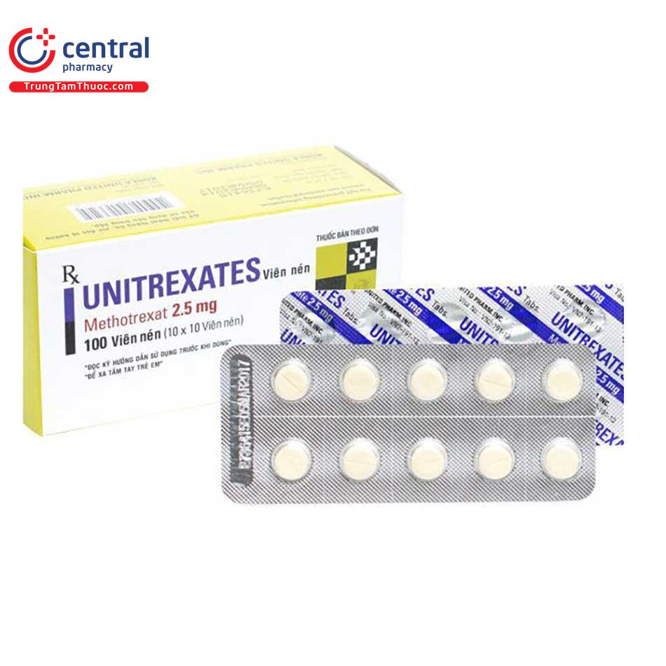 [CHÍNH HÃNG] Thuốc Unitrexates 100 viên nén trị viêm khớp dạng thấp