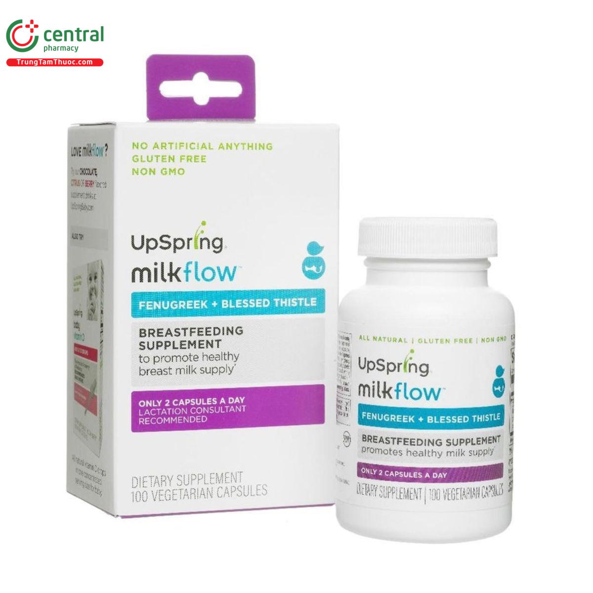 Thuốc Upspring Milkflow Fenugreek + Blessed Thistle - Tăng lượng sữa mẹ