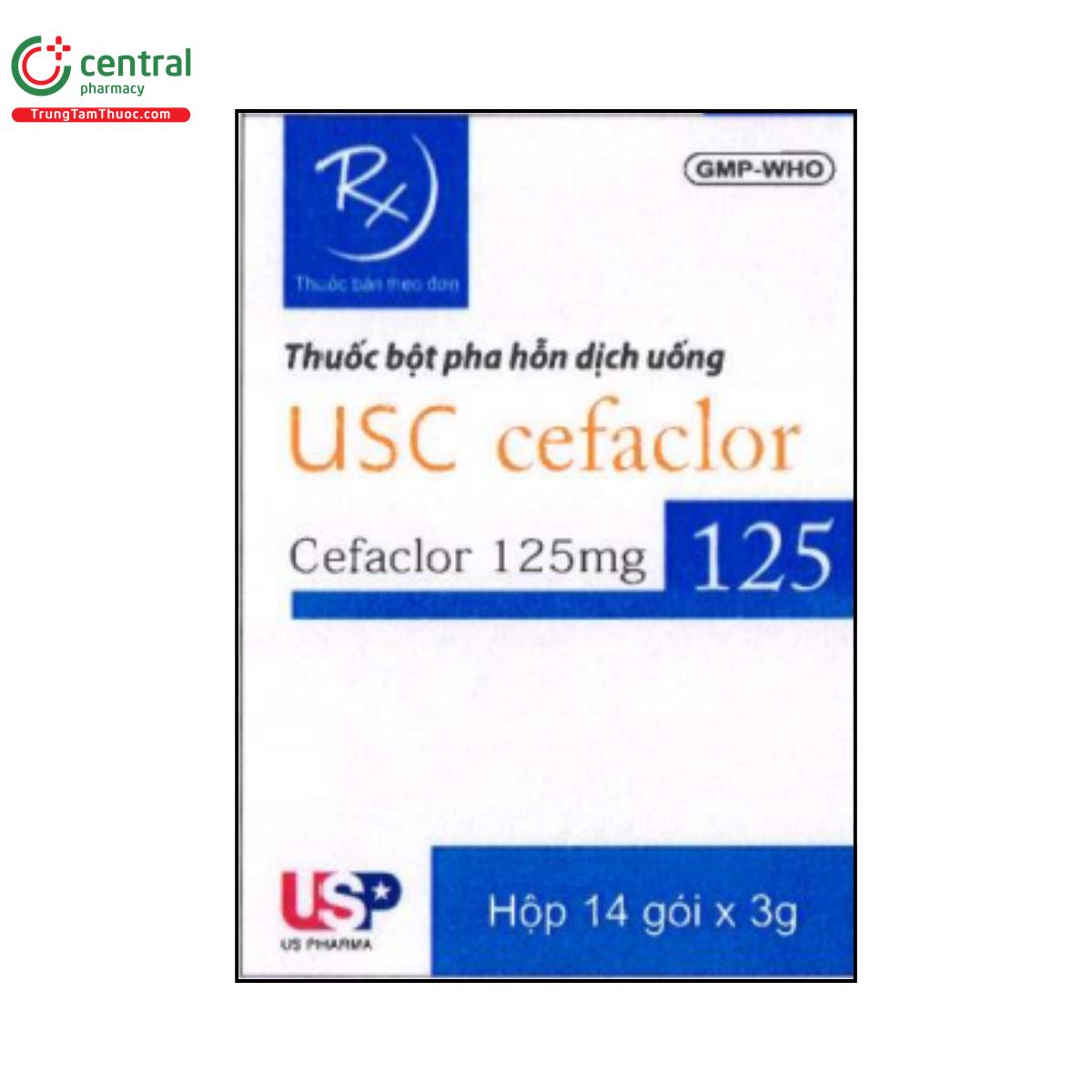 Thuốc Usc Cefaclor 125mg điều trị viêm tai giữa, viêm xoang, viêm amidan
