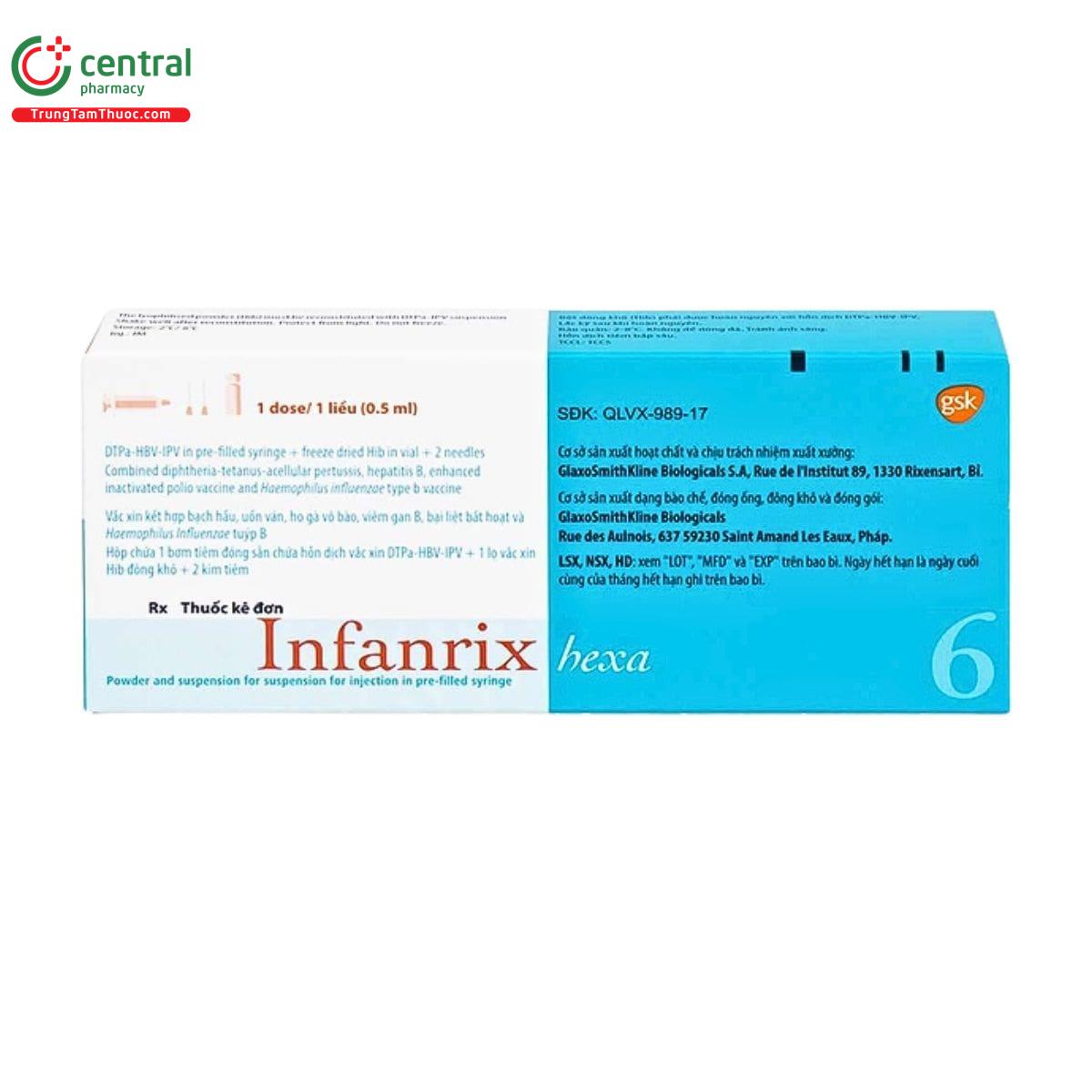 Vaccine 6 trong 1 Infanrix Hexa của nước Bỉ - Thông tin kê toa