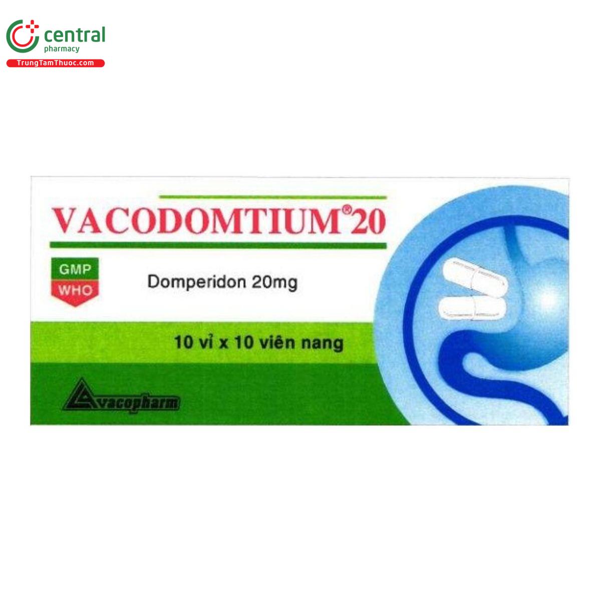 Thuốc Vacodomtium 20 (viên nang cứng) trị triệu chứng buồn nôn và nôn