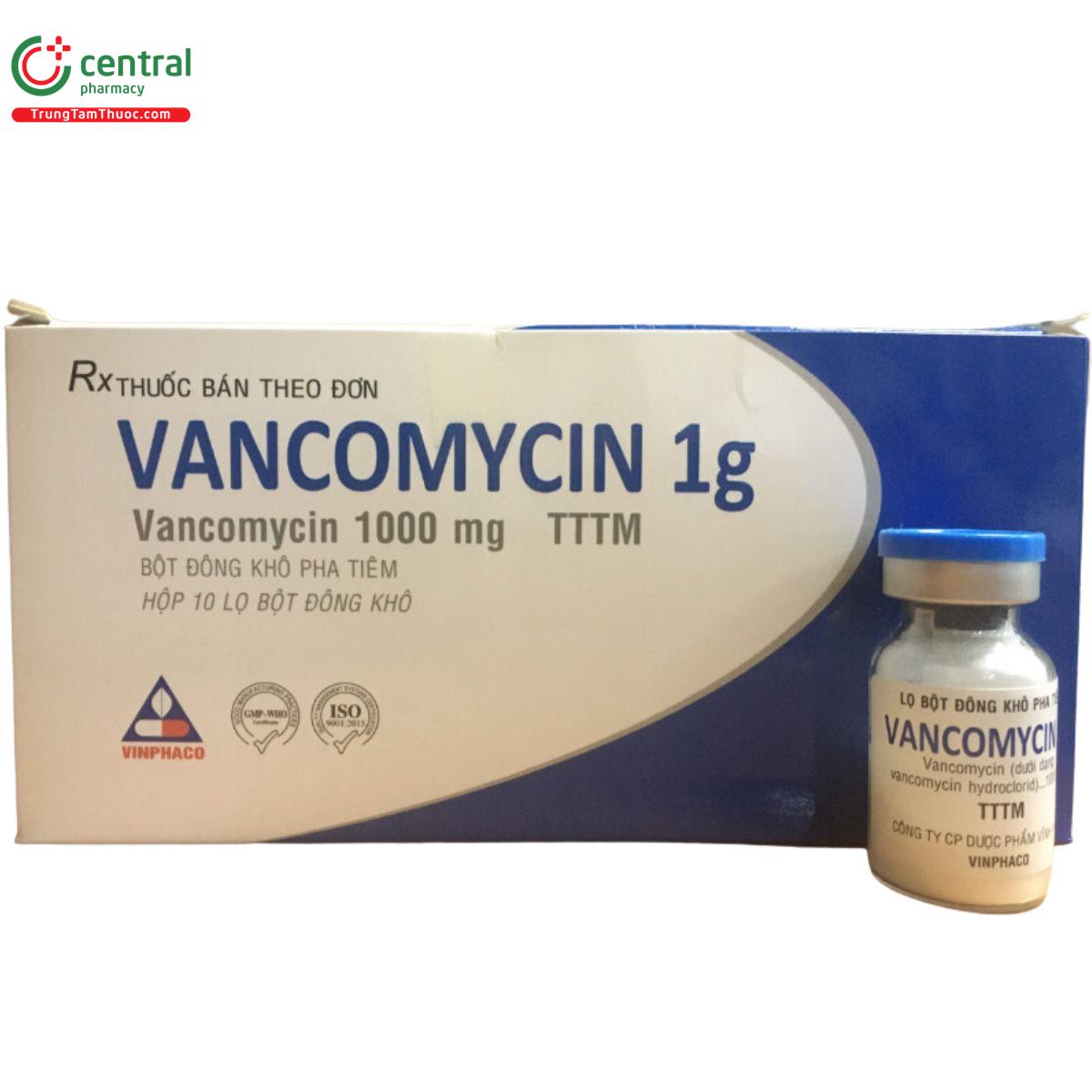 Thuốc Vancomycin 1g Vinphaco Điều trị nhiễm khuẩn nhạy cảm với thuốc