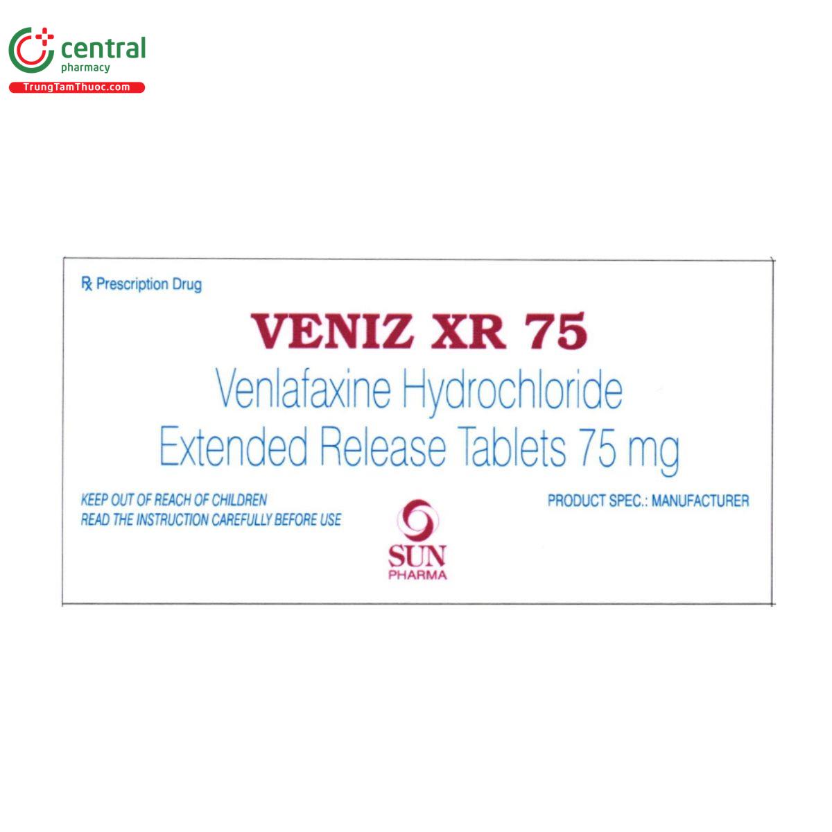Thuốc Veniz XR 75 điều trị bệnh trầm cảm, rối loạn lo âu lan tỏa