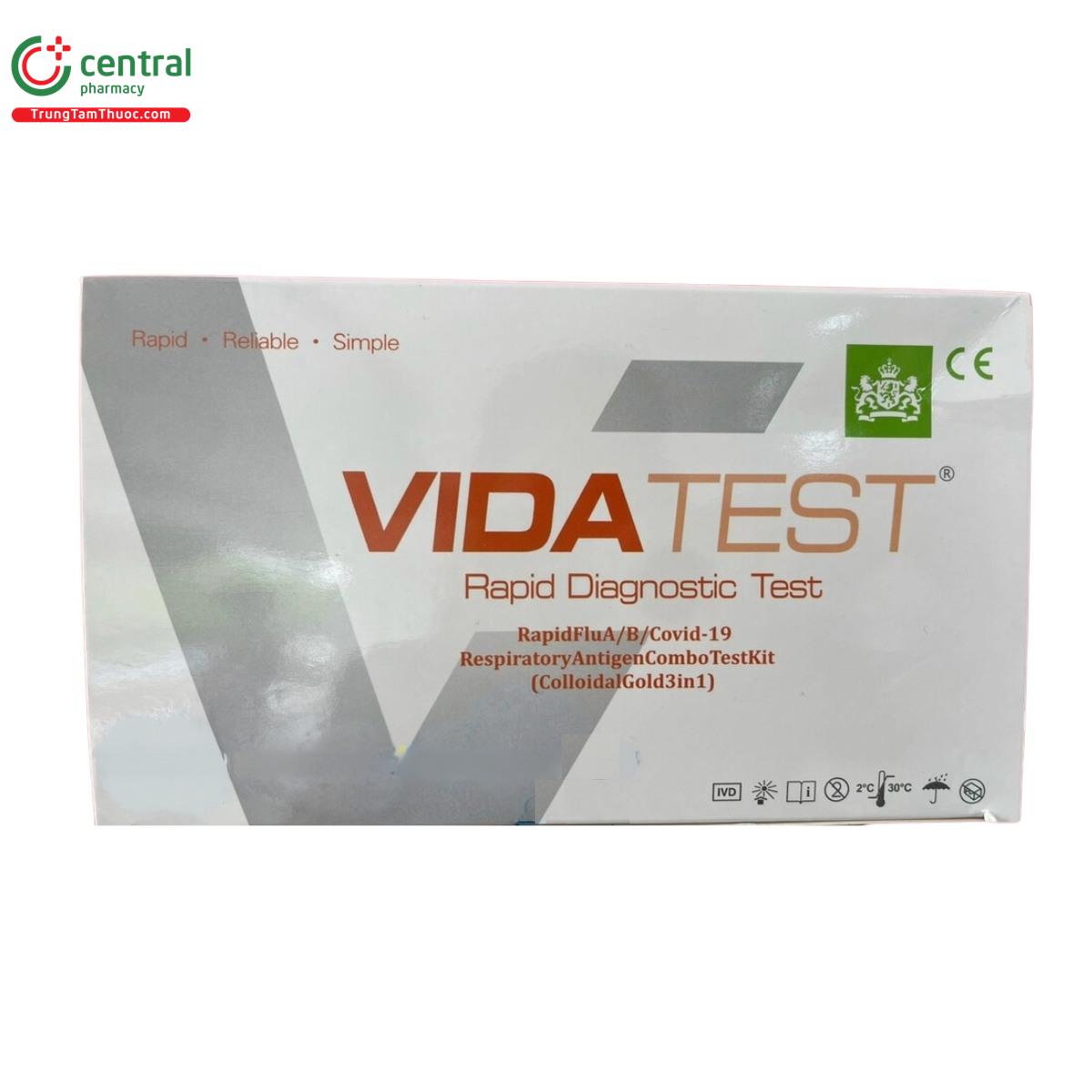 VIDA TEST Rapid Test Kit bộ xét nghiệm nhanh Covid và cúm A, cúm B kết hợp