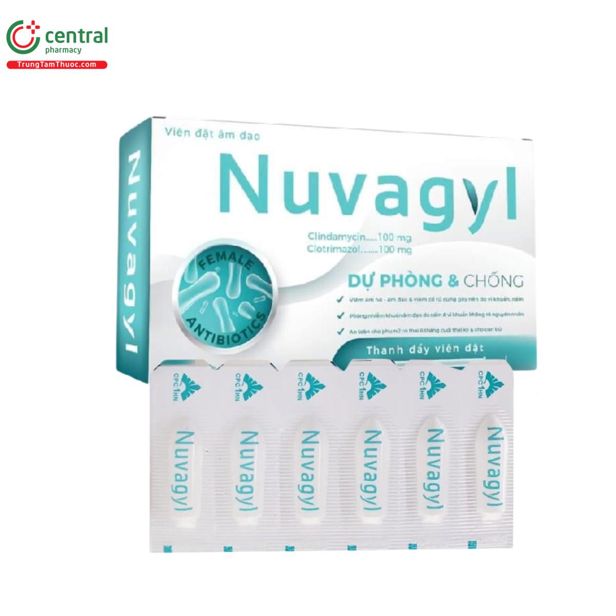 Viên đặt âm đạo Nuvagyl 100mg/100mg dự phòng và điều trị viêm âm đạo