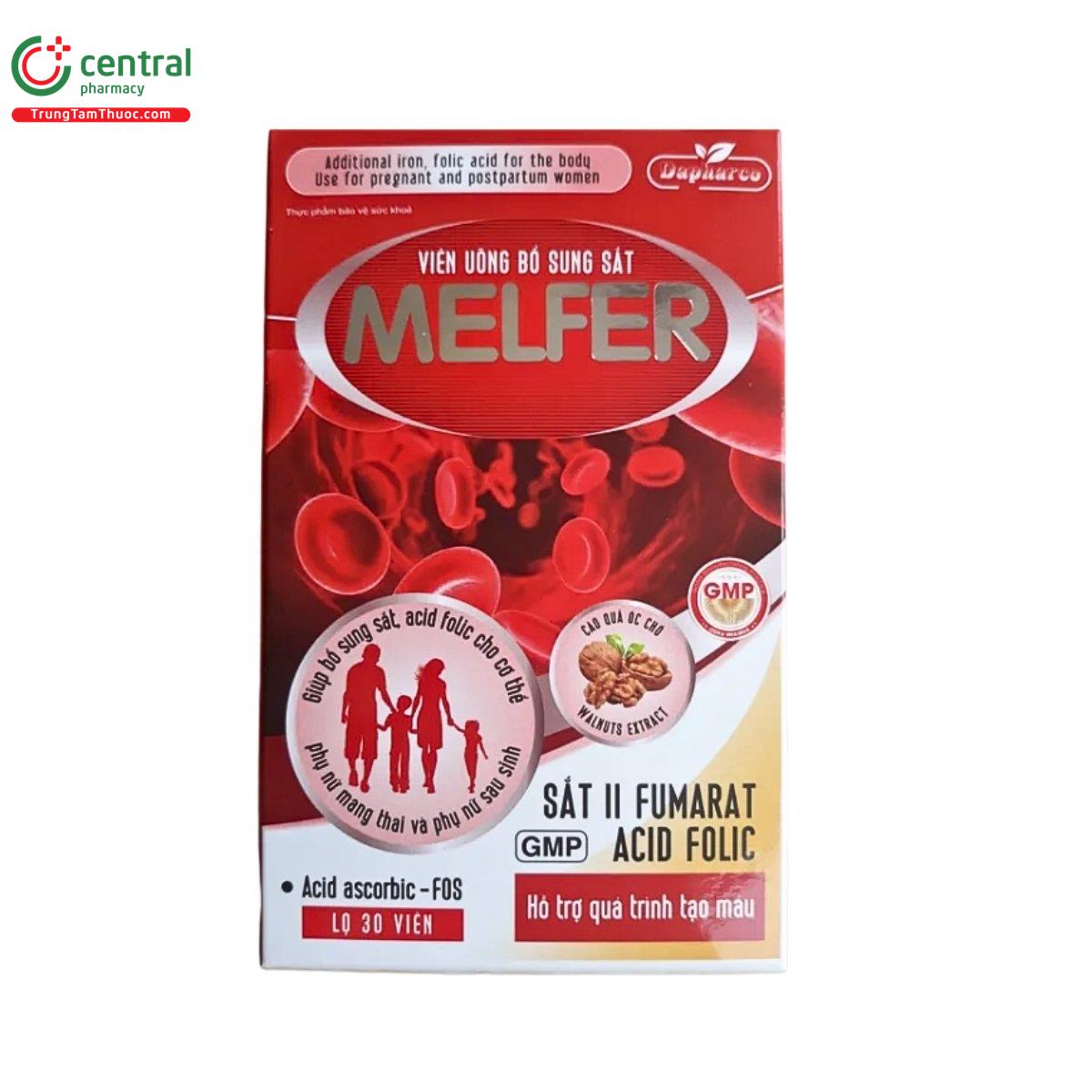 Viên uống bổ sung sắt Melfer - Hỗ trợ quá trình tạo máu