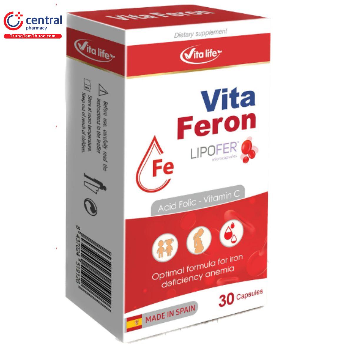 Thuốc Vita Feron hộp 30 viên giúp bổ sung sắt và vitamin cho cơ thể
