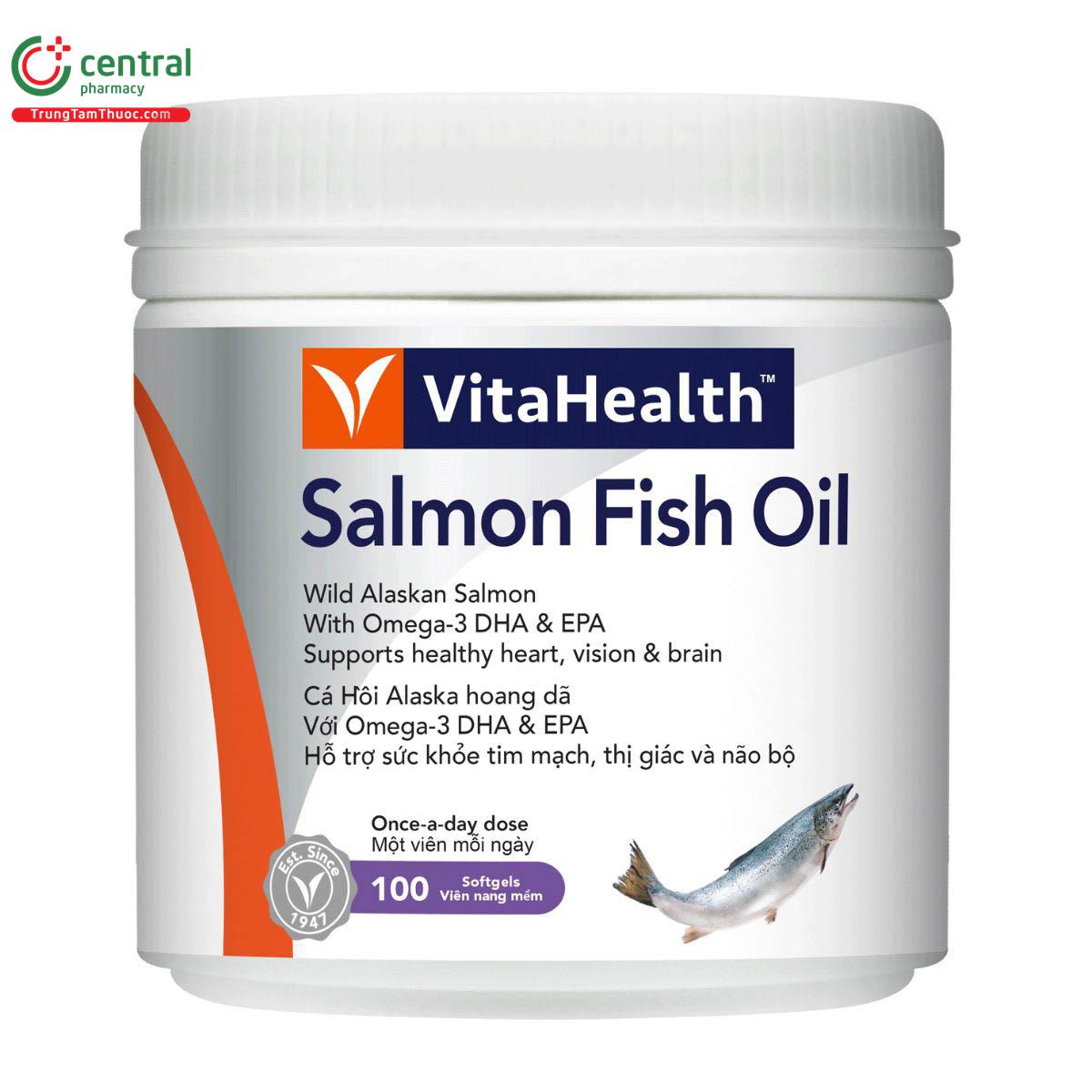 Thuốc VitaHealth Salmon Fish Oil 100 viên - Ngừa xơ vữa động mạch