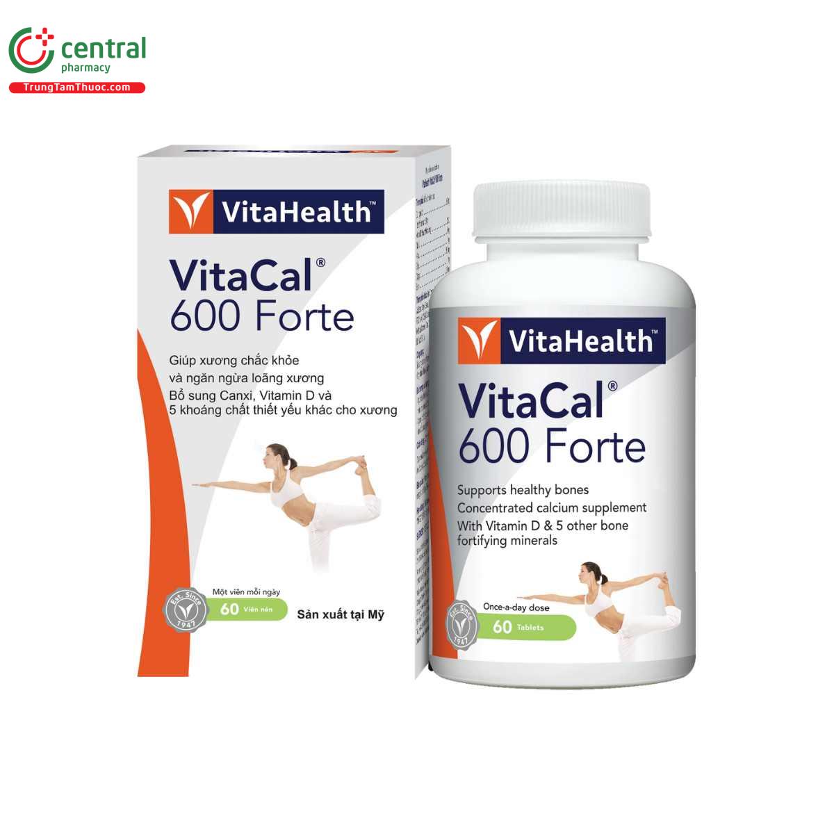 Thuốc VitaHealth VitaCal 600 Forte hộp 60 viên ngăn ngừa loãng xương