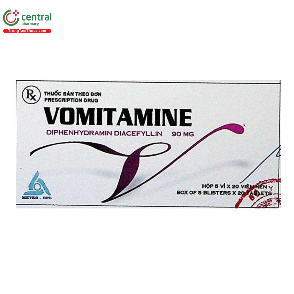 Thuốc Vomitamine 90mg ngăn ngừa say tàu xe, giảm các triệu chứng dị ứng