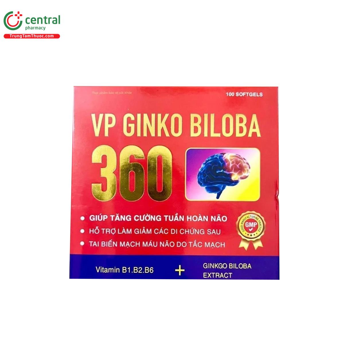 Thuốc VP Ginko Biloba 360 tăng cường tuần hoàn máu não, giảm chóng mặt