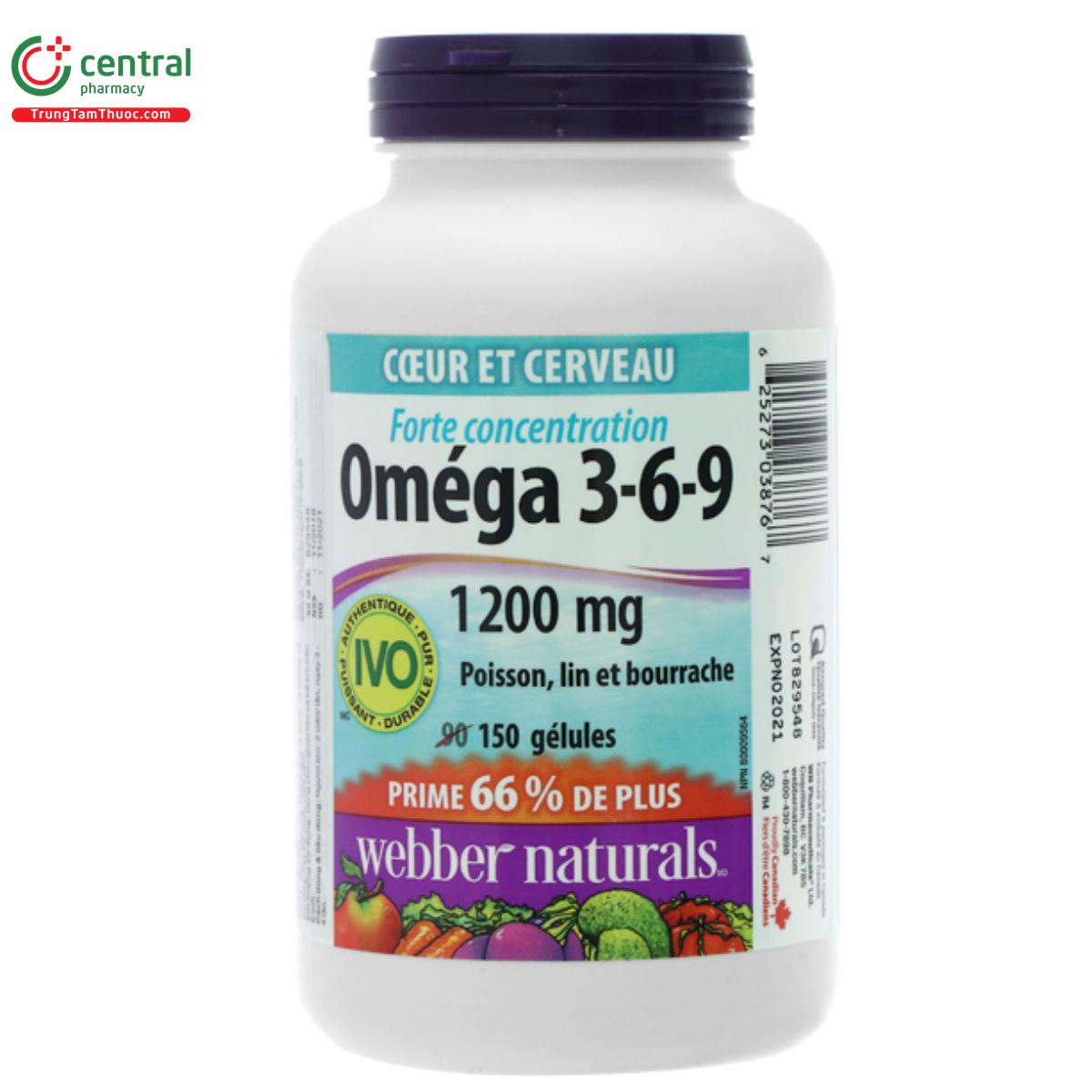Thuốc Webber Naturals Omega 3-6-9 1200mg (150 viên) -Giúp bổ não, mắt