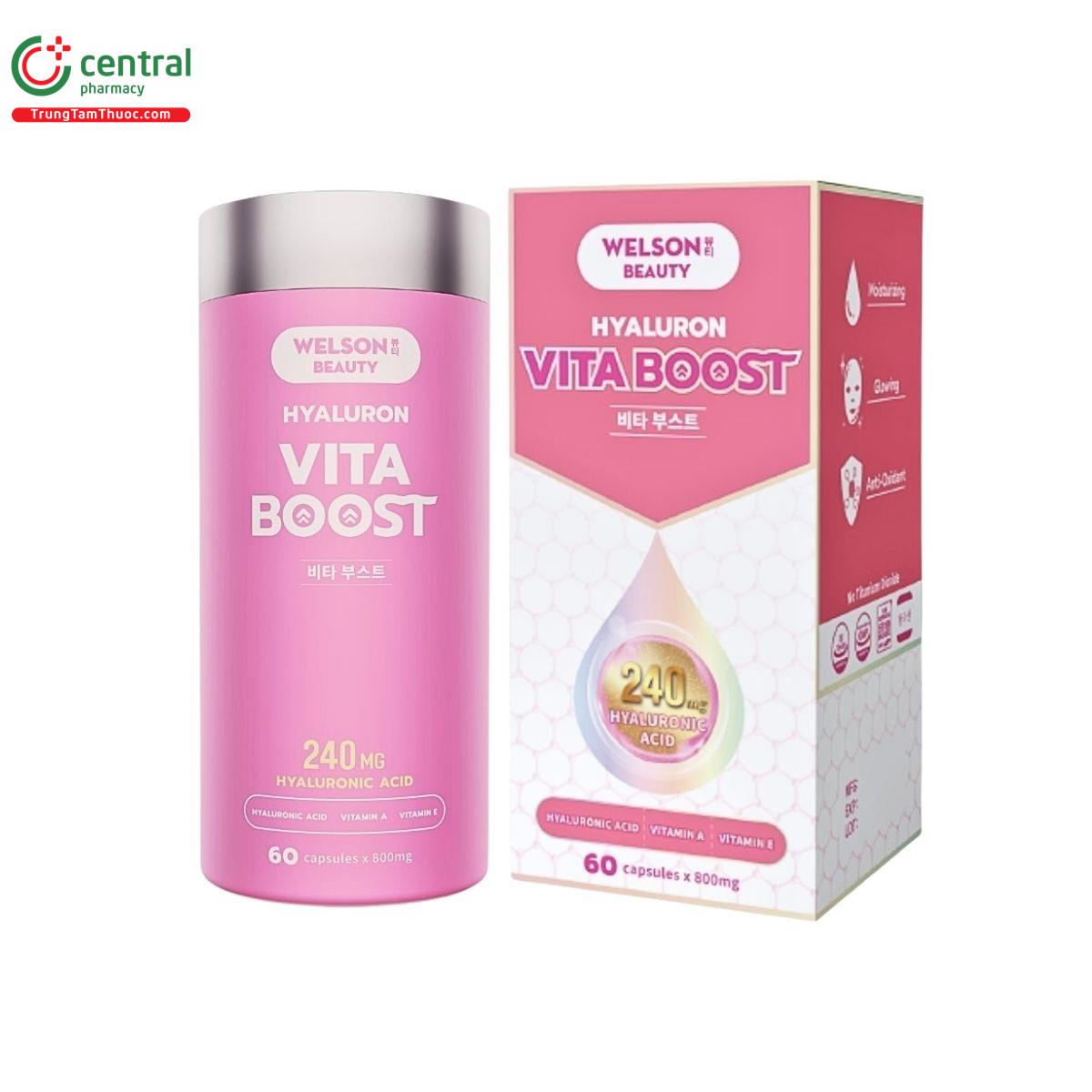 Welson Beauty Hyaluron Vita Boost hỗ trợ làm đẹp da, tăng cường độ ẩm