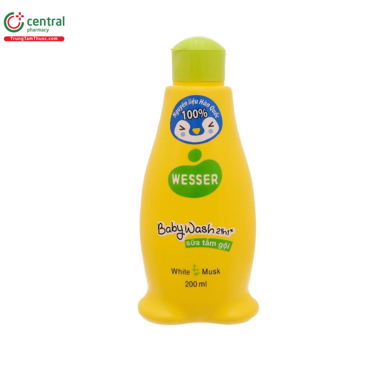 Sữa tắm gội Wesser Baby Wash 2in1 White Musk làm sạch da và tóc bé