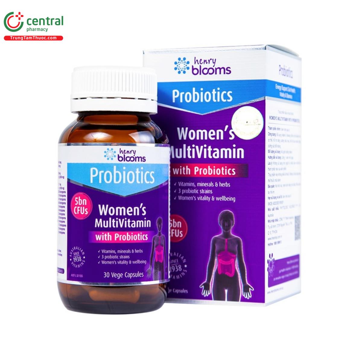 Thuốc Women's Multivitamin With Probiotics Henry Blooms tăng sức khỏe