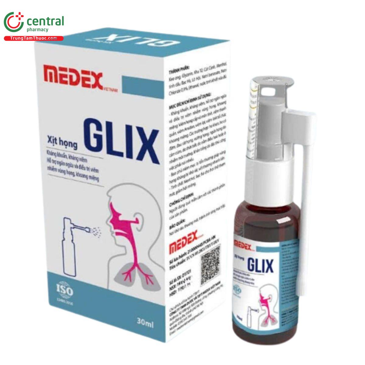 Xịt họng GLIX 30ml - Kháng khuẩn, kháng viêm, hỗ trợ giảm viêm họng, ho