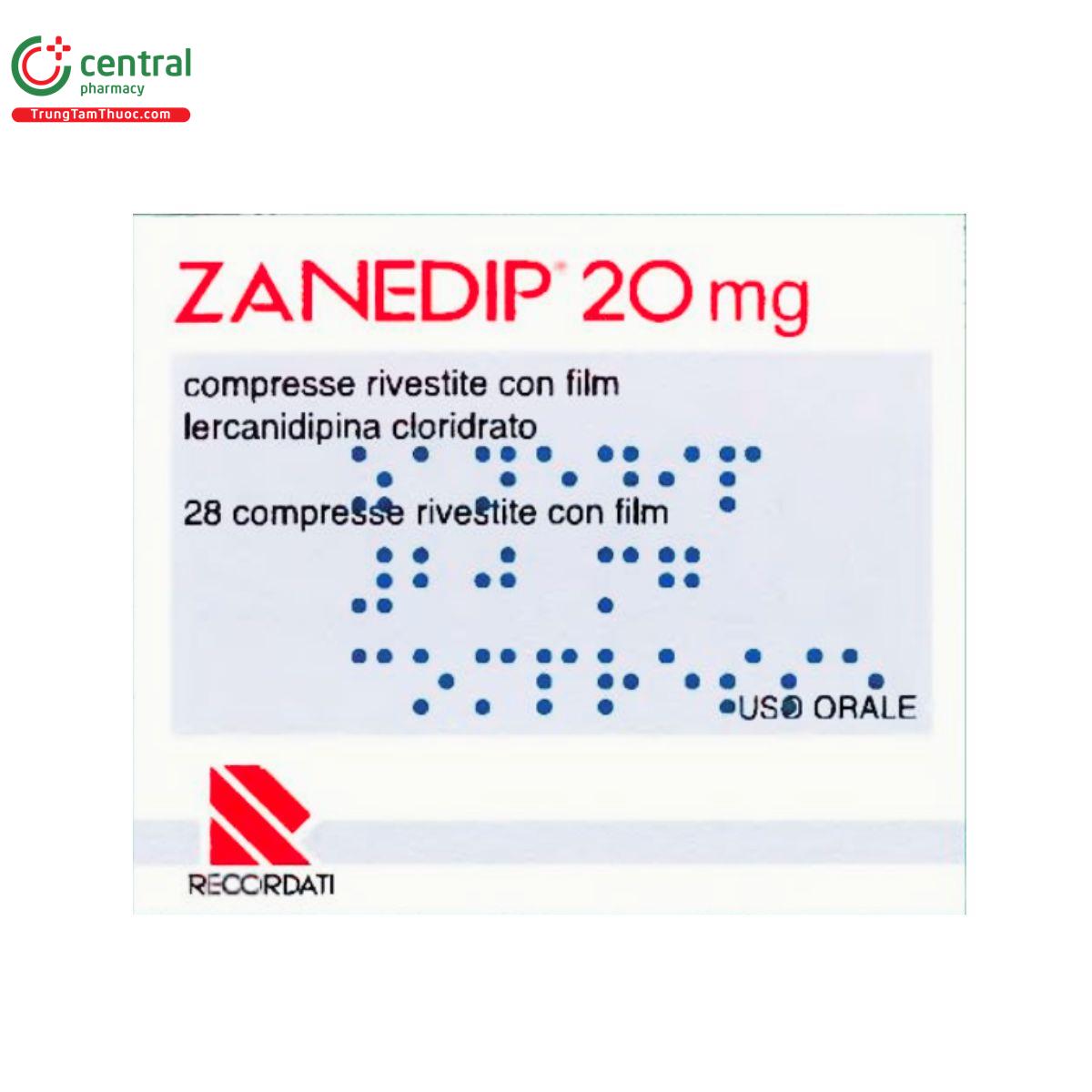 Thuốc Zanedip 20mg điều trị tăng huyết áp vô căn từ nhẹ đến vừa