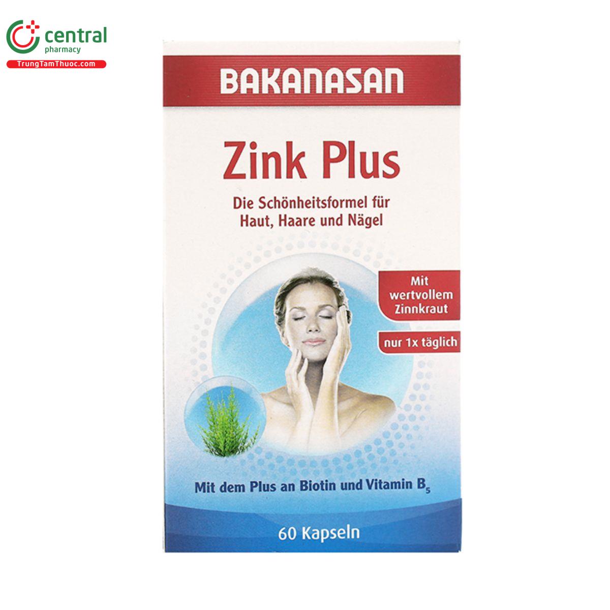 Zink Plus Bakanasan giúp làm đẹp da, chăm sóc tóc và móng khỏe mạnh