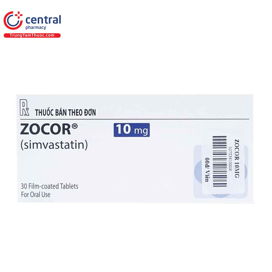 [CHÍNH HÃNG] Thuốc Zocor 10mg - Thuốc làm hạ Cholesterol máu