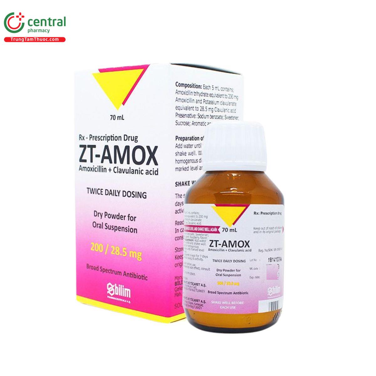 Thuốc ZT-Amox 200/28,5mg (70ml) - điều trị nhiễm khuẩn hô hấp, viêm xoang